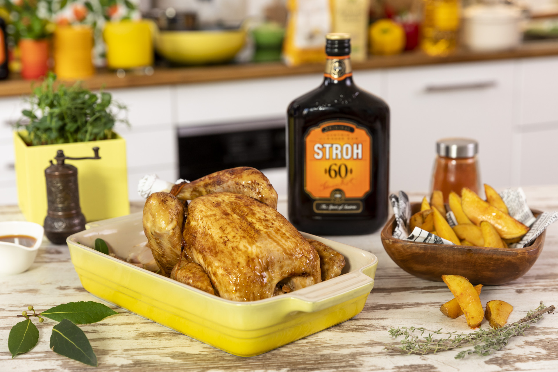 STROH Rezepte: Brathuhn mit Wedges – Add a little STROH!